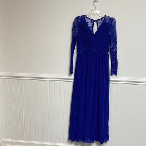 Nice -Forver | Dresses | Nice Forever Blue Elegant V Neck Long Dress ...